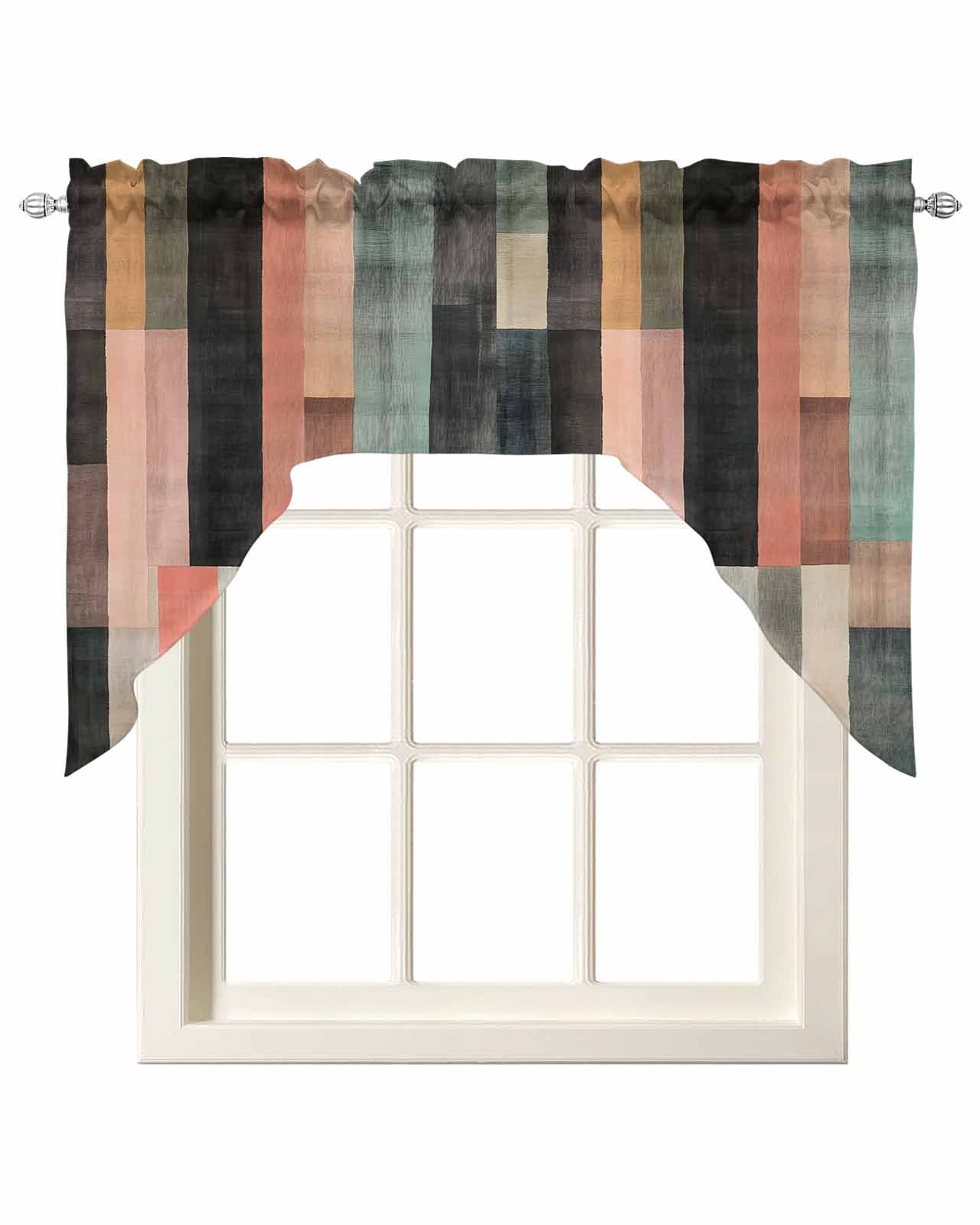 Color Striped Kitchen Swag Valances for Windows, Modern Abstract Art ...