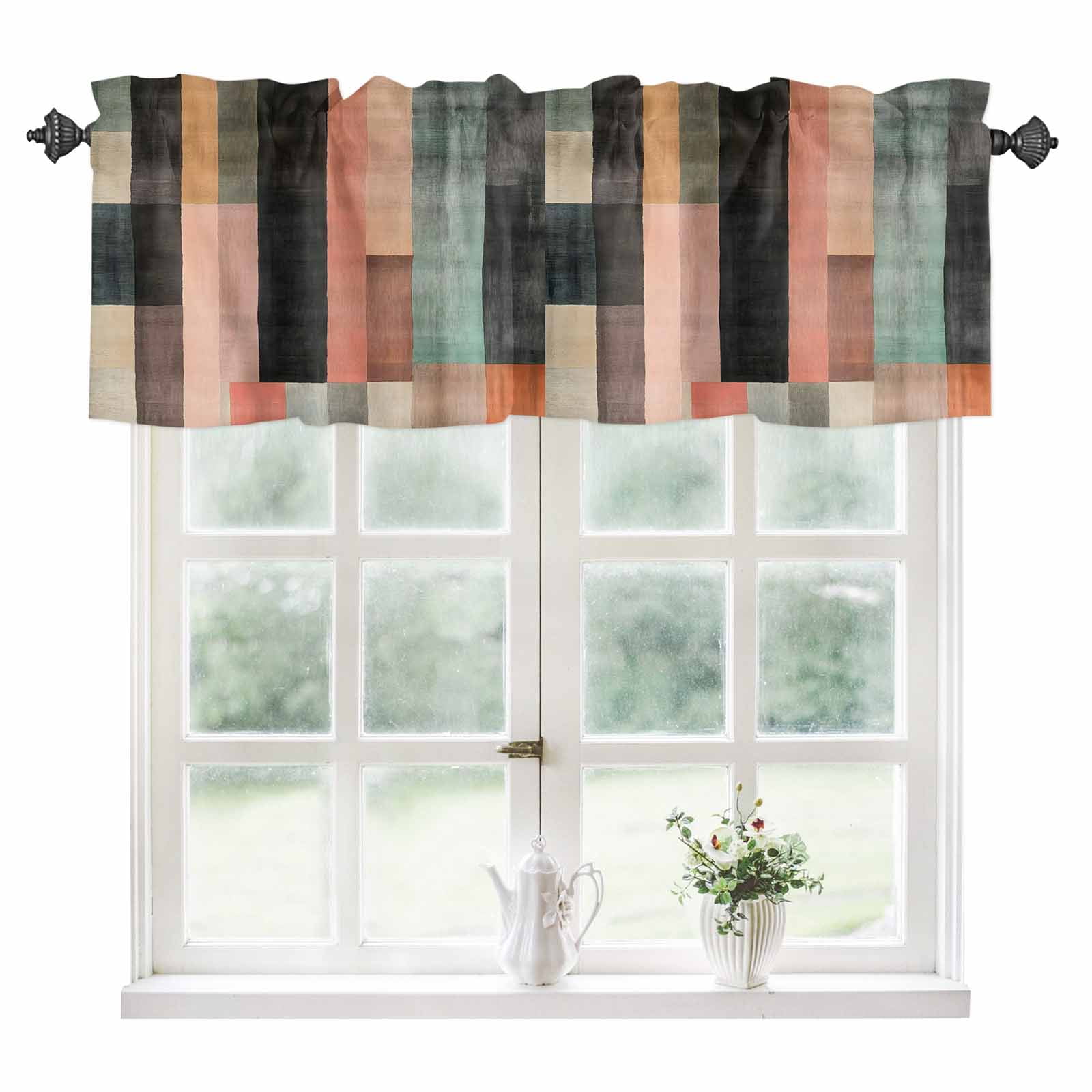 Color Striped Kitchen Valances for Windows 42x12 Inch Kitchen Curtains ...