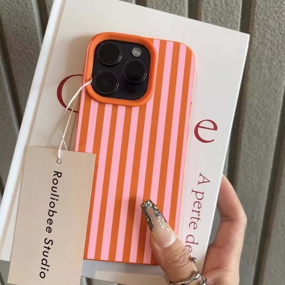 Color Striped Minimalist INS Couple Phone Case for iPhone 17/16/15/14 ...