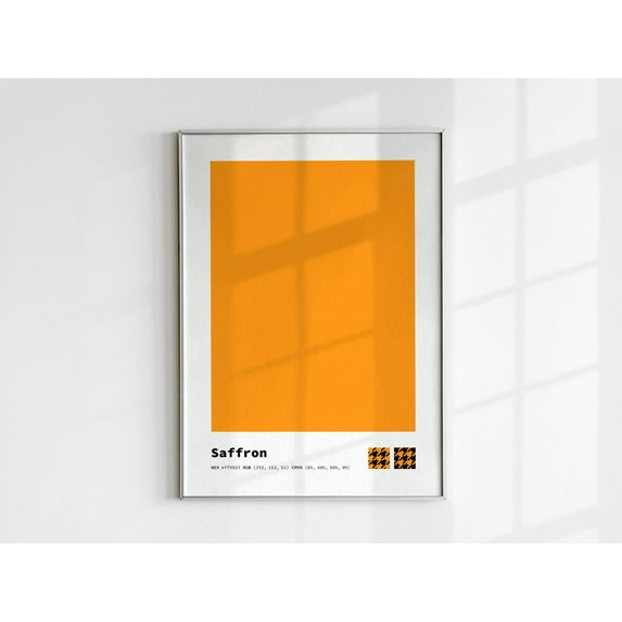 Color Swatch Poster, Color Swatch Wall Art, Saffron Orange Yellow Color ...