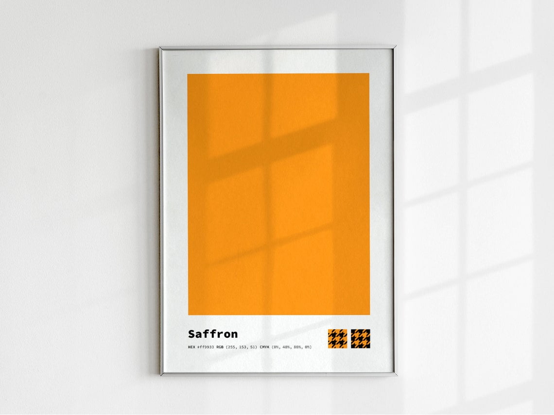 Color Swatch Poster, Color Swatch Wall Art, Saffron Orange Yellow Color ...