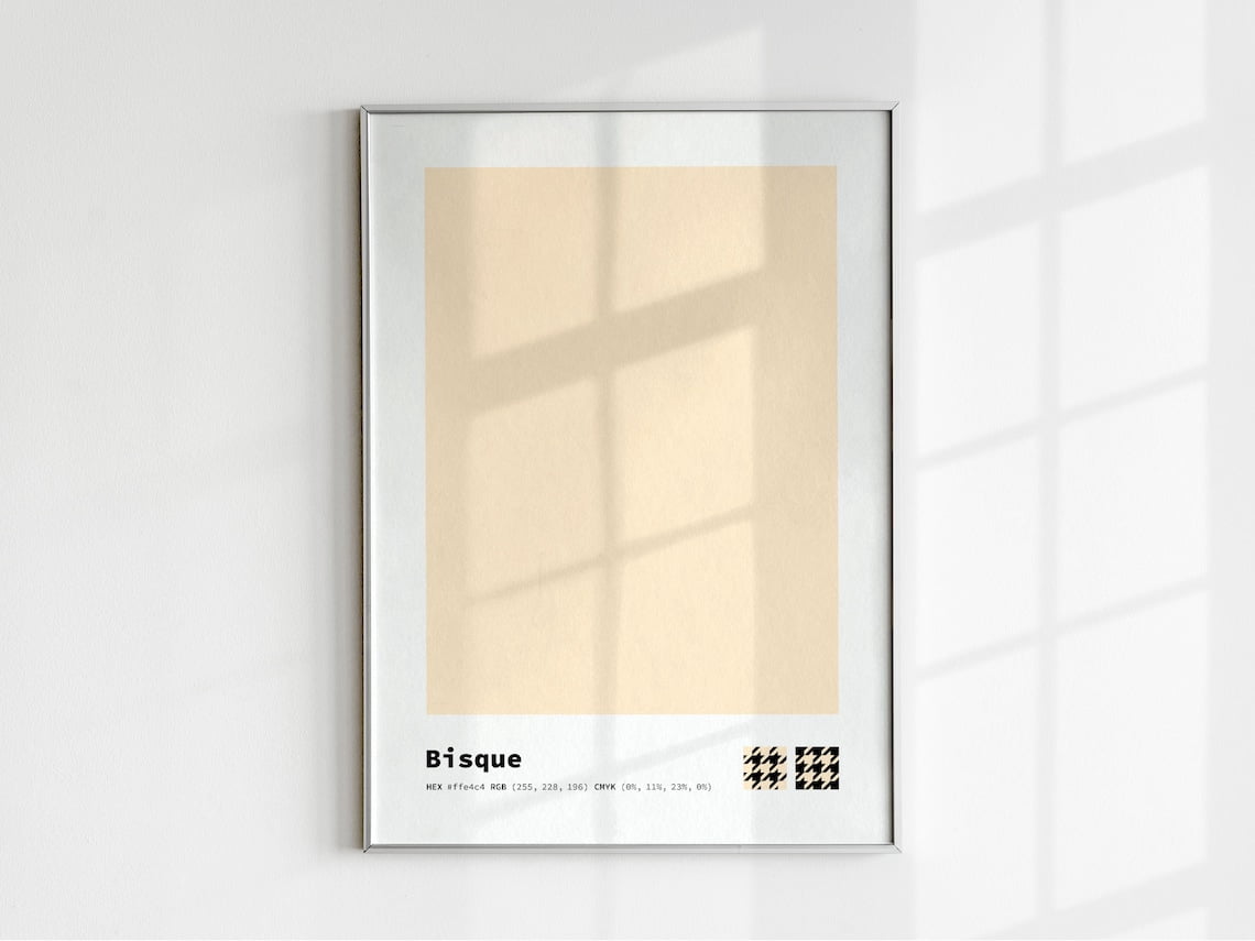 Color Swatch Wall Art, Bisque Color Swatch Poster, Beige Wall Art ...