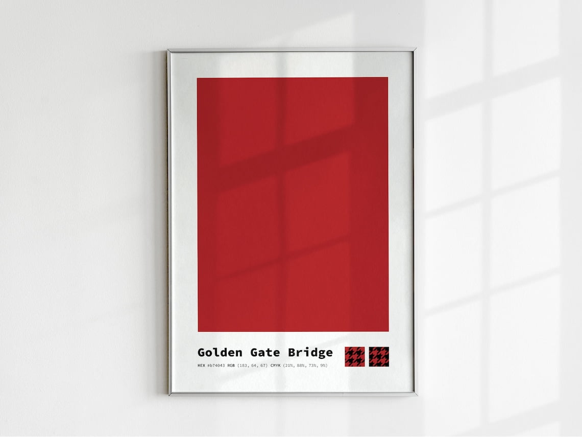 Color Swatch Wall Art, Golden Gate Bridge Red Color Swatch Print, Color ...