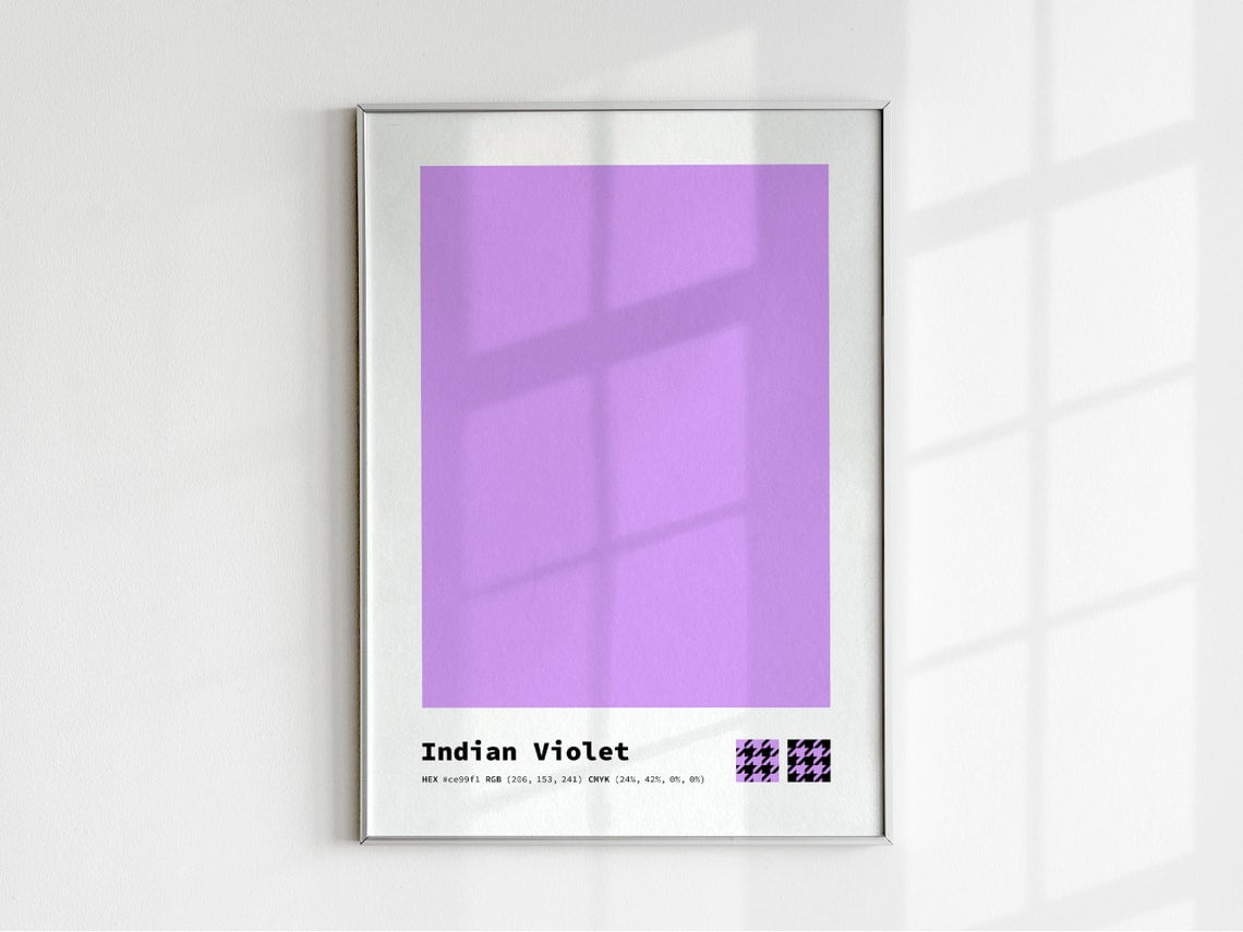 Color Swatch Wall Art, Indian Violet Color Swatch Poster, Violet Color ...
