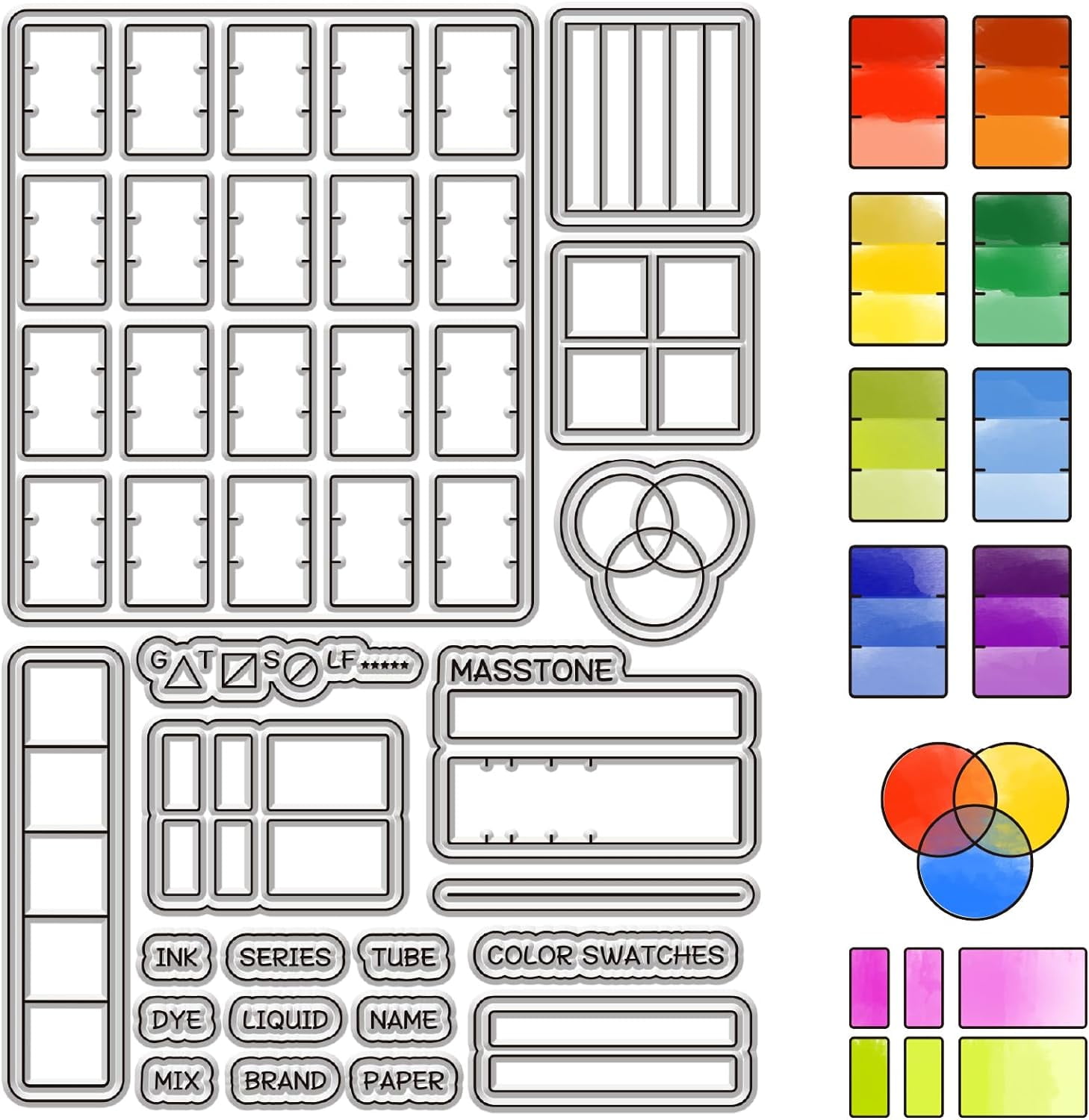 Color Swatches Clear Rubber Stamps Palette Reusable Retro Transparent ...