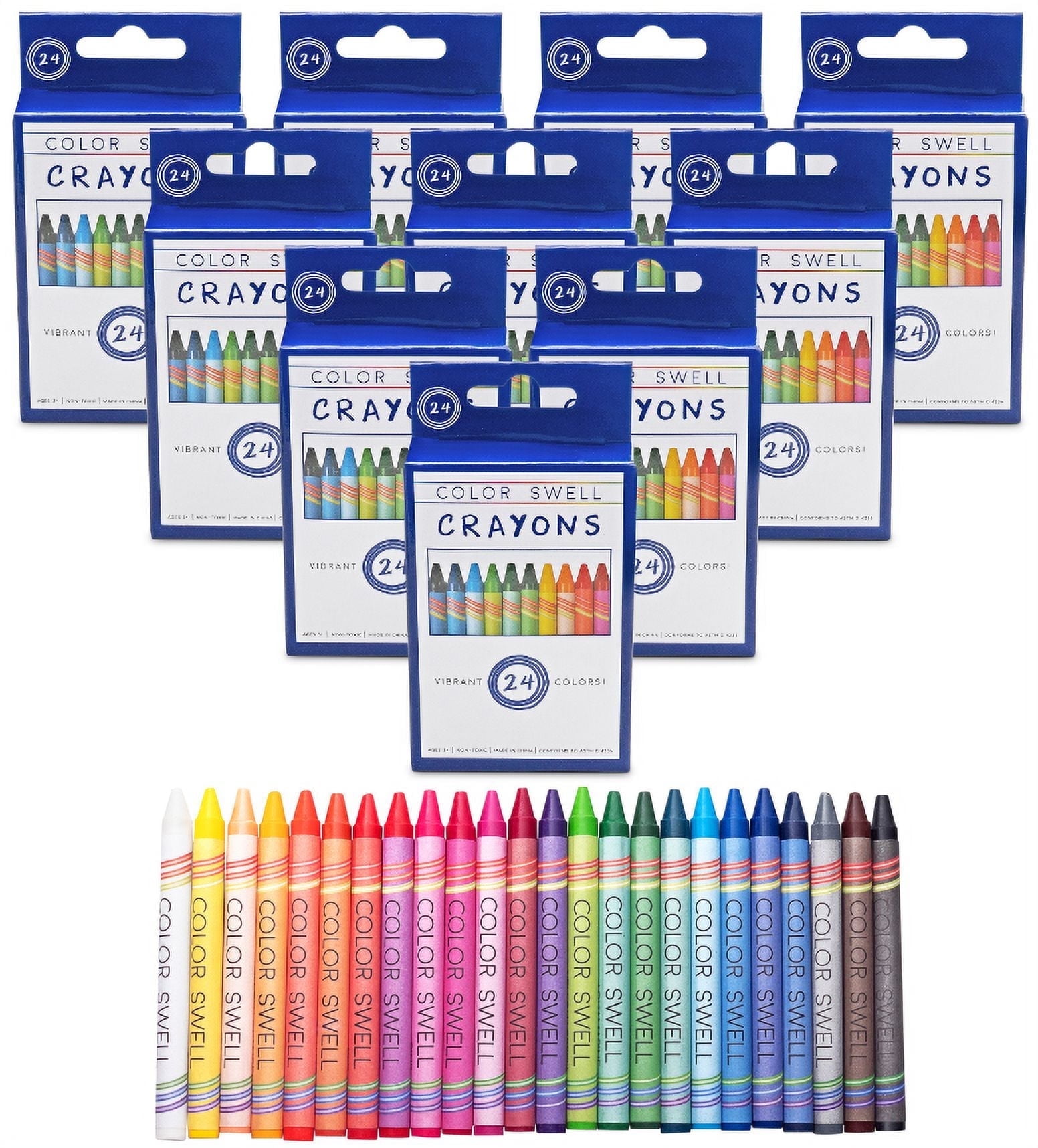 Color Swell Bulk Crayons - 10 Packs 24 Crayons per Pack (240 Total ...