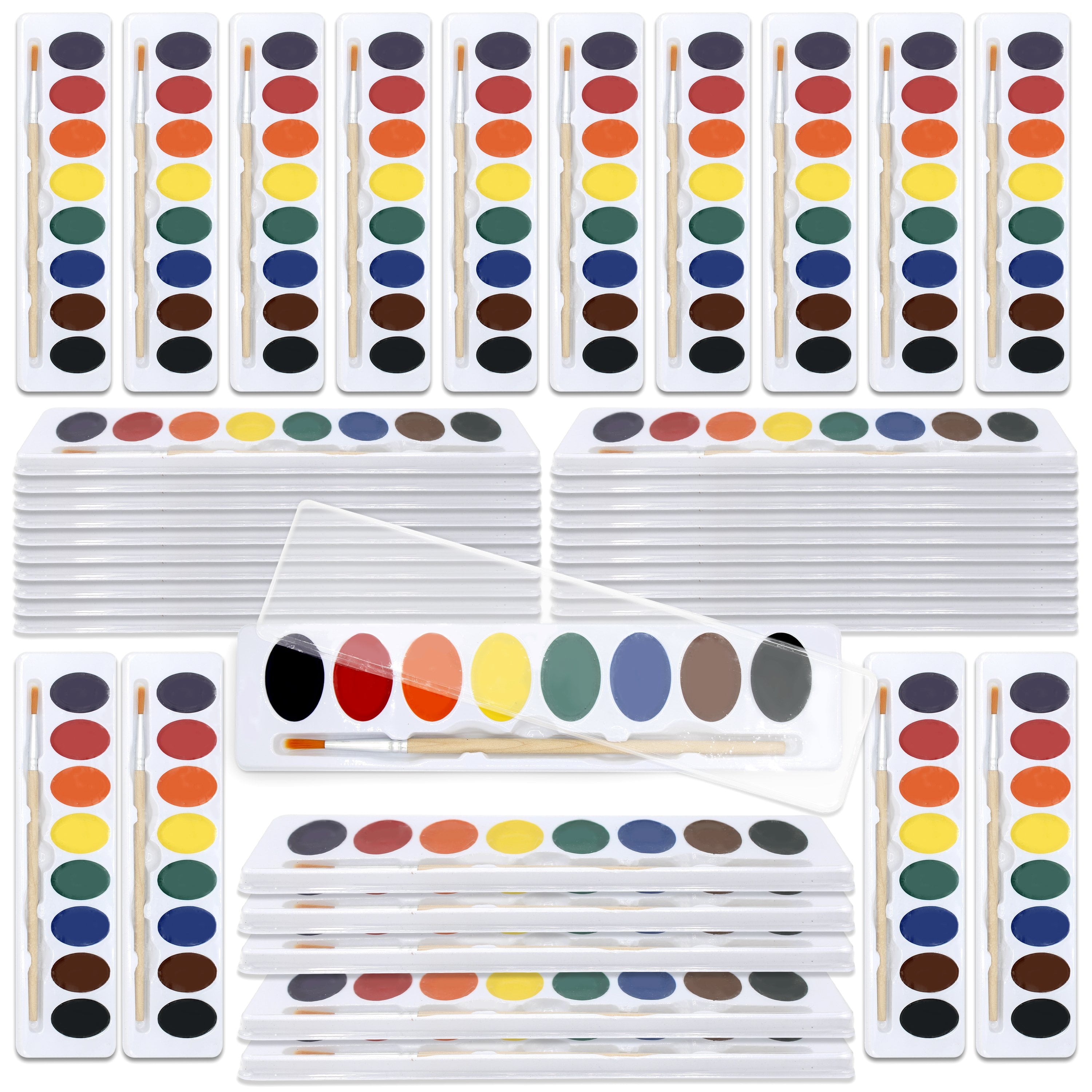 Color Swell Bulk Watercolors Paint Inserts with Wood Brushes - 40 packs ...