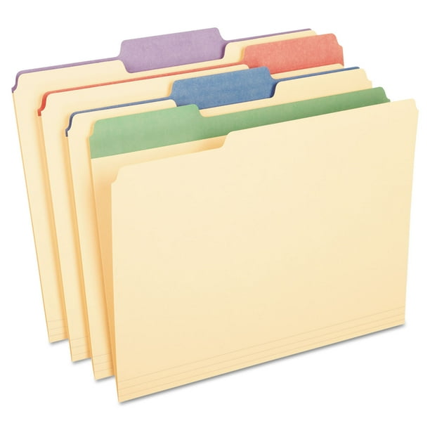 Color Tab File Folders 1/3-Cut Tabs, Letter Size, Manila, 50/Box ...