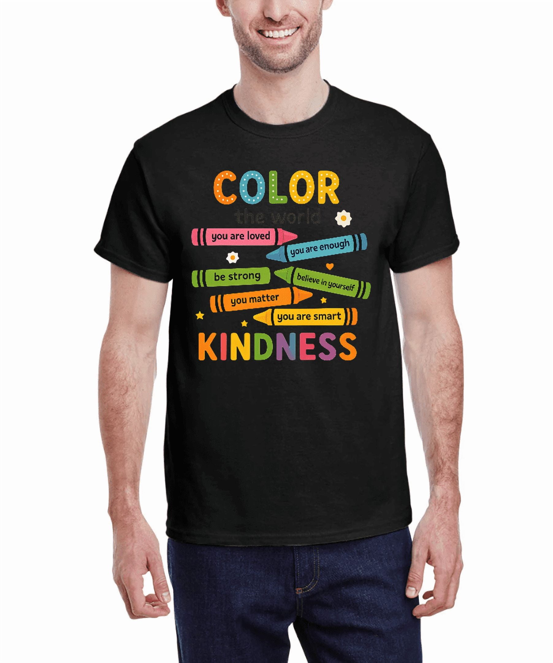 Color The World With Kindness Crayons Teacher Quote Unisex T-Shirt ...