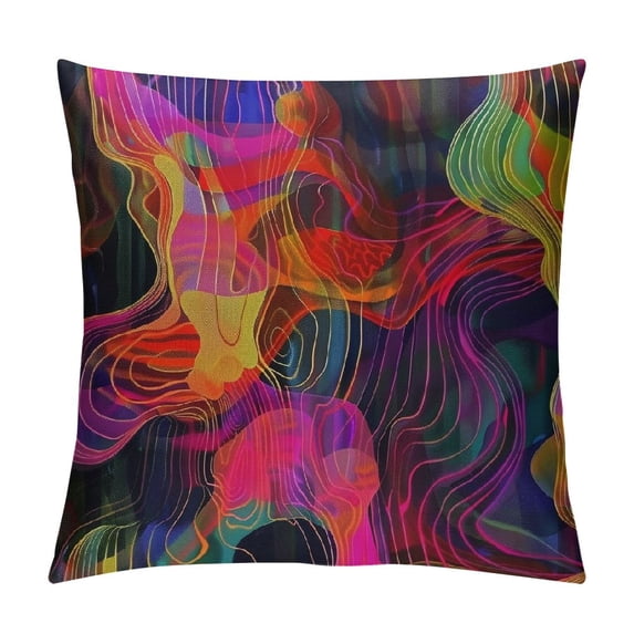 Color Throw Pillow Cover Abstract Purple Pink Red Orange Golden Blue ...