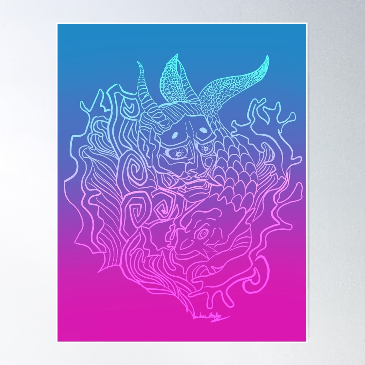 Color Variation Of Oni Traditional Poster Wall Art, Modern Wall Decor ...