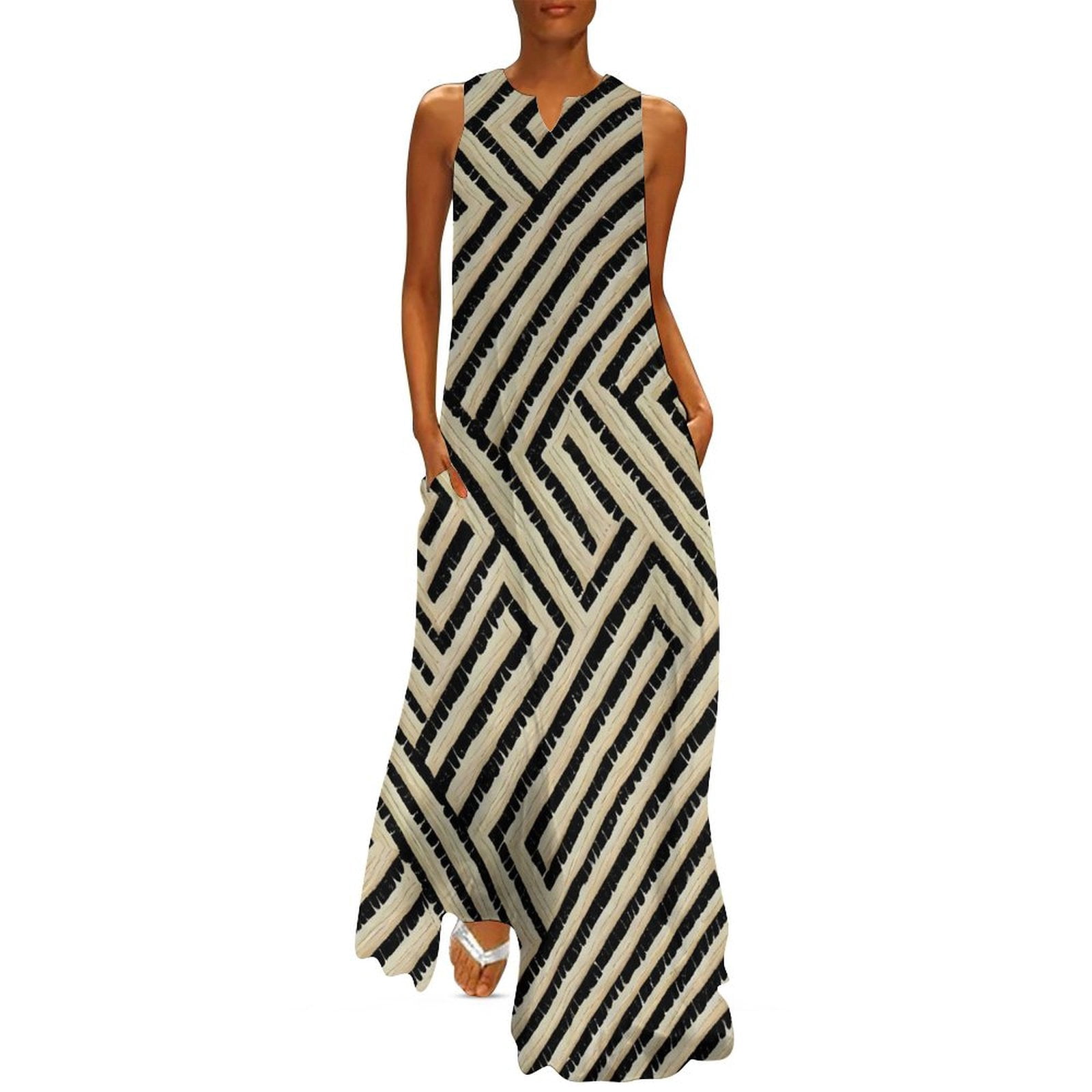 Color Vintage Geometric Dress Memphis Style 80s Night Club Maxi Dress ...