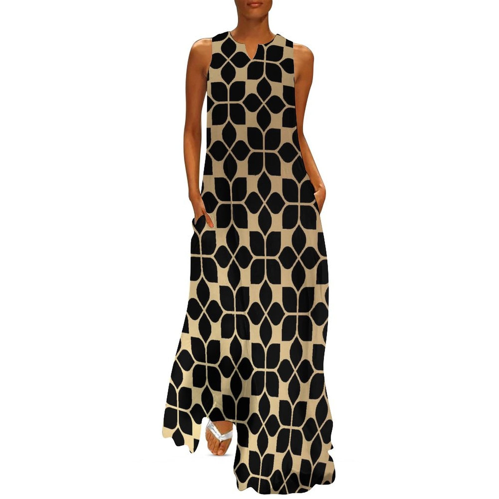 Color Vintage Geometric Dress Memphis Style 80s Night Club Maxi Dress ...