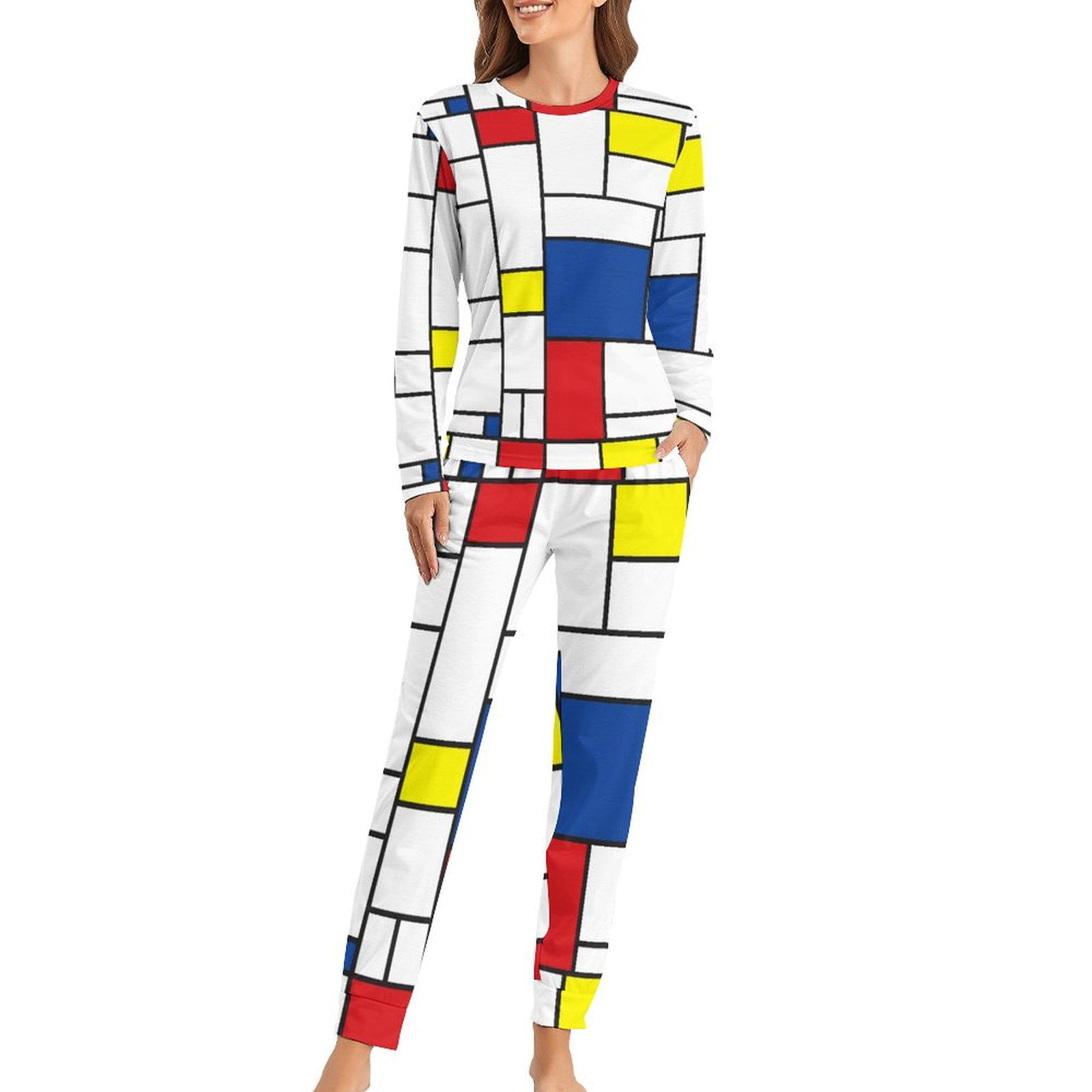 Color Vintage Geometric Pajamas Autumn Abstract Art Home Oversized ...