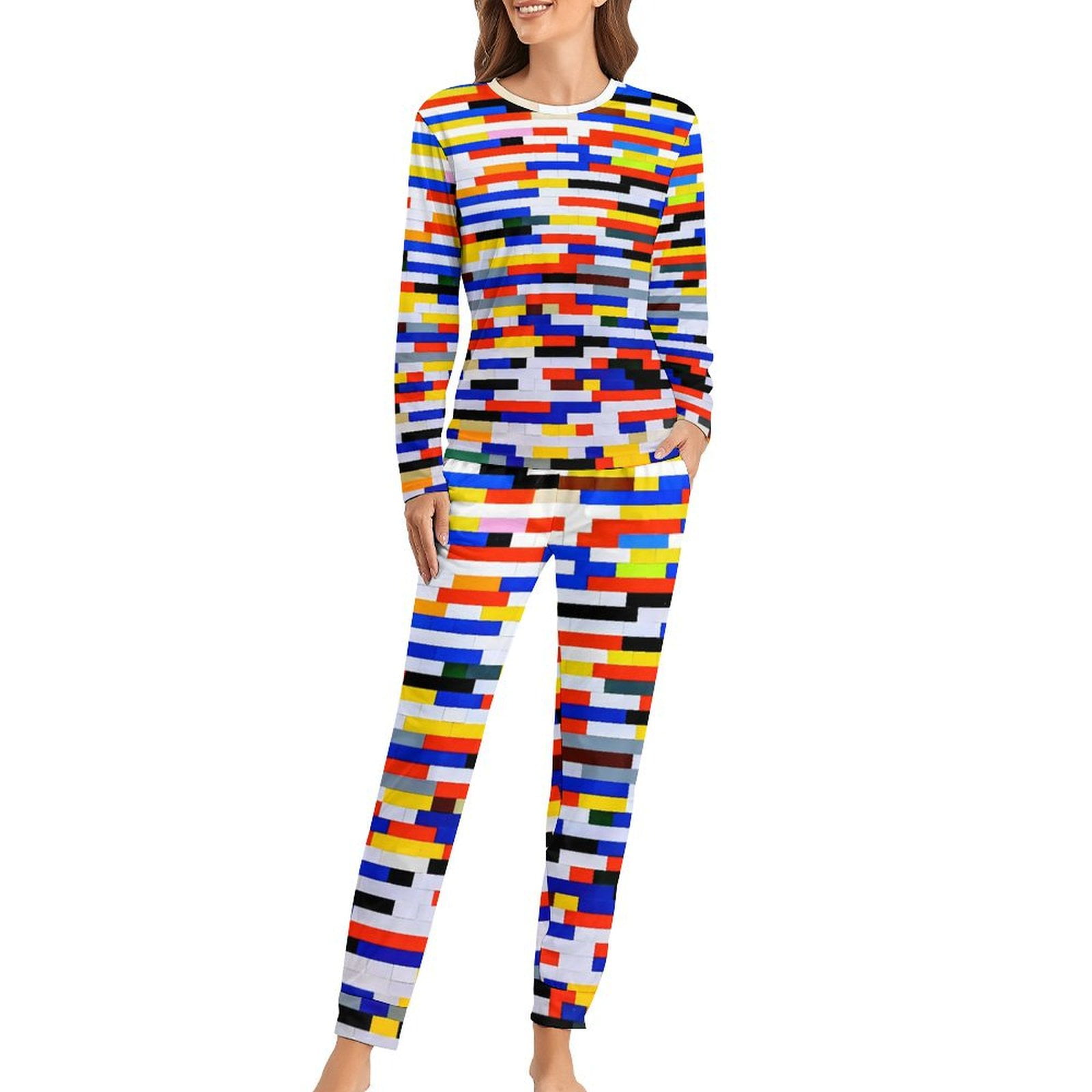 Color Vintage Geometric Pajamas Autumn Abstract Art Home Oversized ...