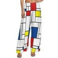 Color Vintage Geometric Pants Elastic Waist Abstract Art Casual ...