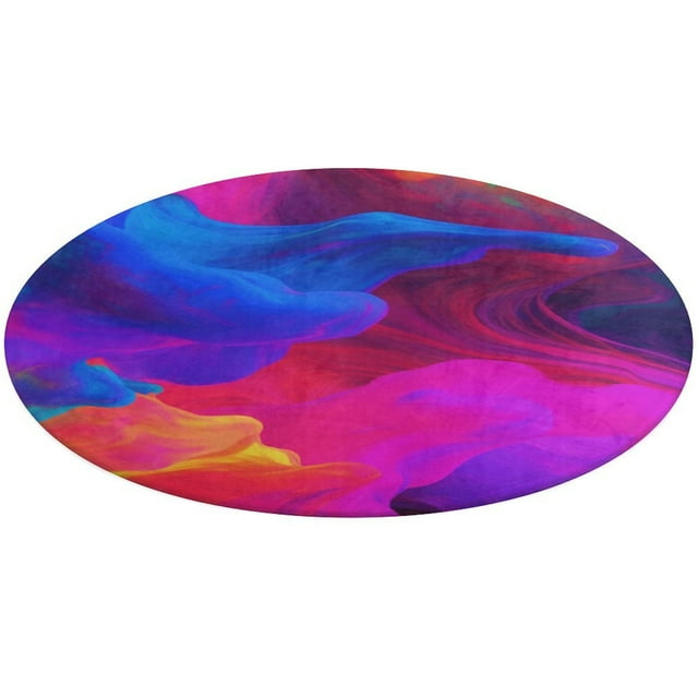 Color Vortex Tie Dyeing Floral Medallion Round Rug - Small Round Area ...
