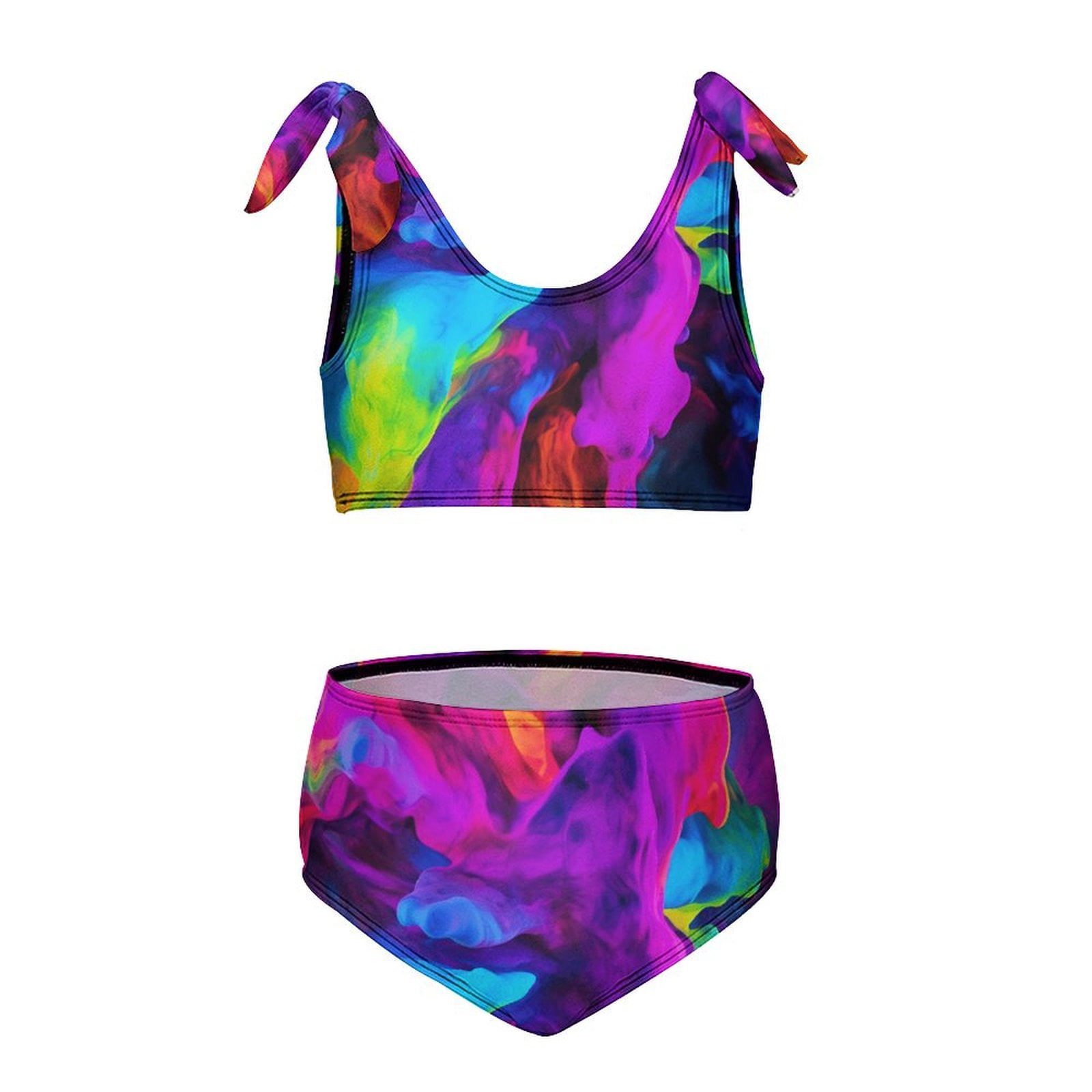 Color Vortex Tie Dyeing Girls' beach sports two-piece swimsuit set ...