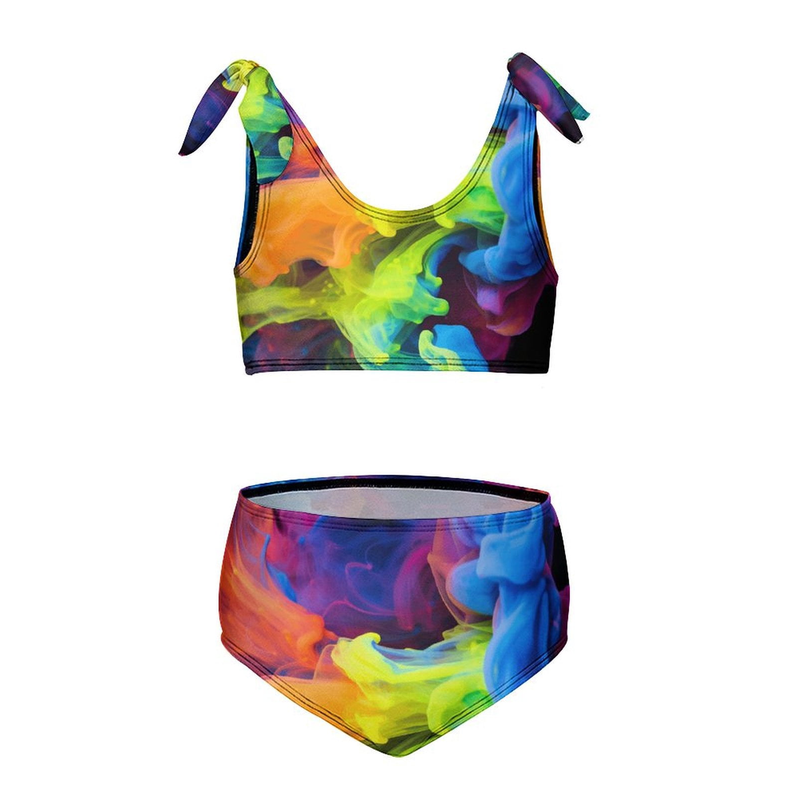 Color Vortex Tie Dyeing Girls' beach sports two-piece swimsuit set ...