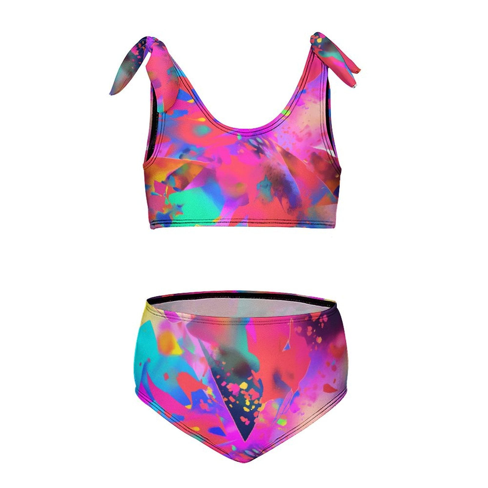Color Vortex Tie Dyeing Girls' beach sports two-piece swimsuit set ...