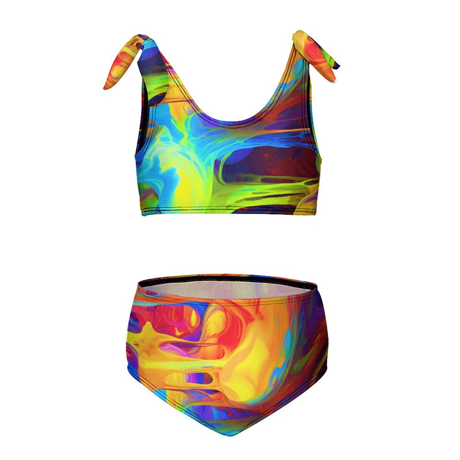 Color Vortex Tie Dyeing Girls' beach sports two-piece swimsuit set ...