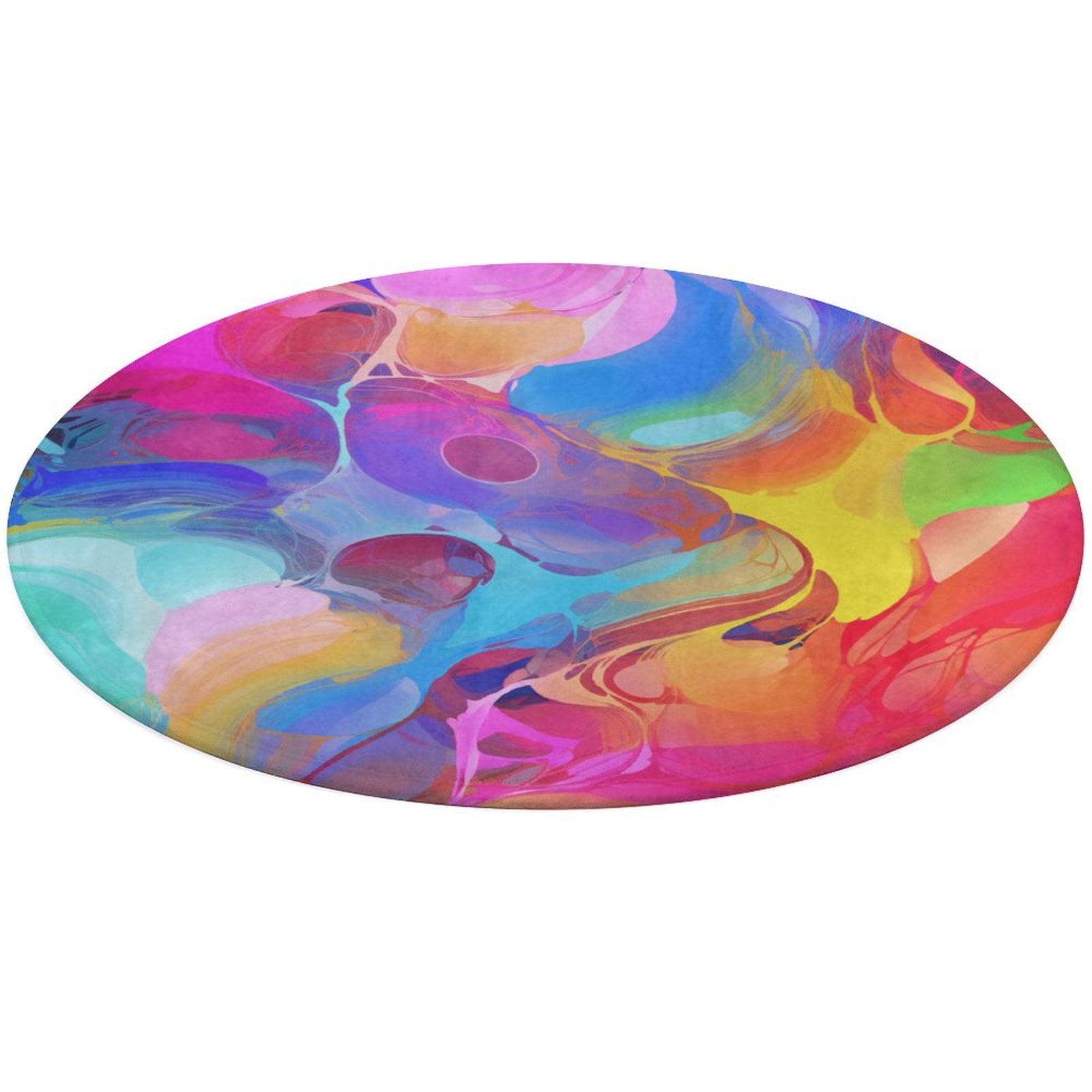 Color Vortex Tie Dyeing Round Rugs -Washable Non-Slip Small Round Area ...