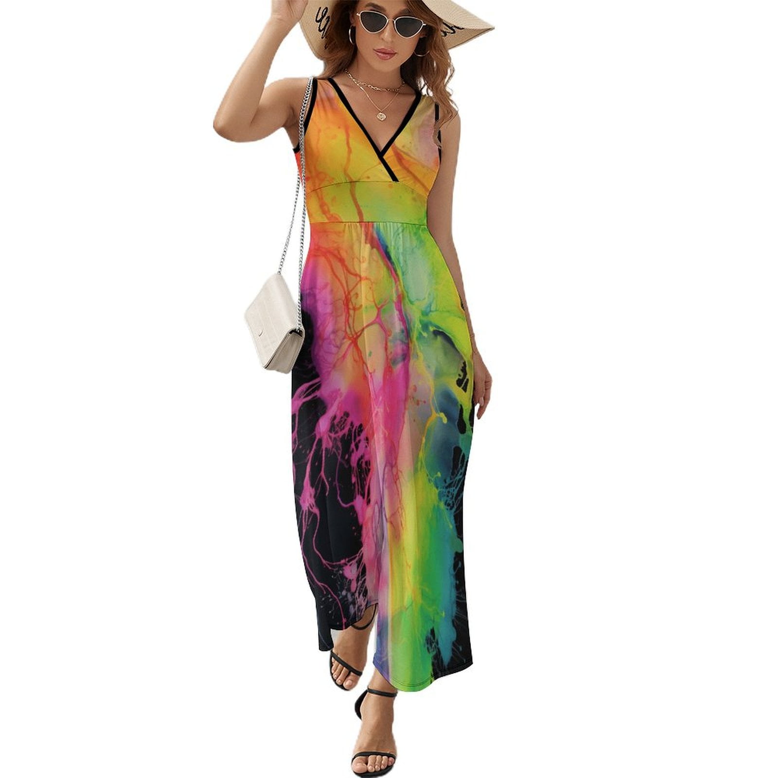 Color Vortex Tie Dyeing Sleeveless Dress Female Clothing Dress Women ...