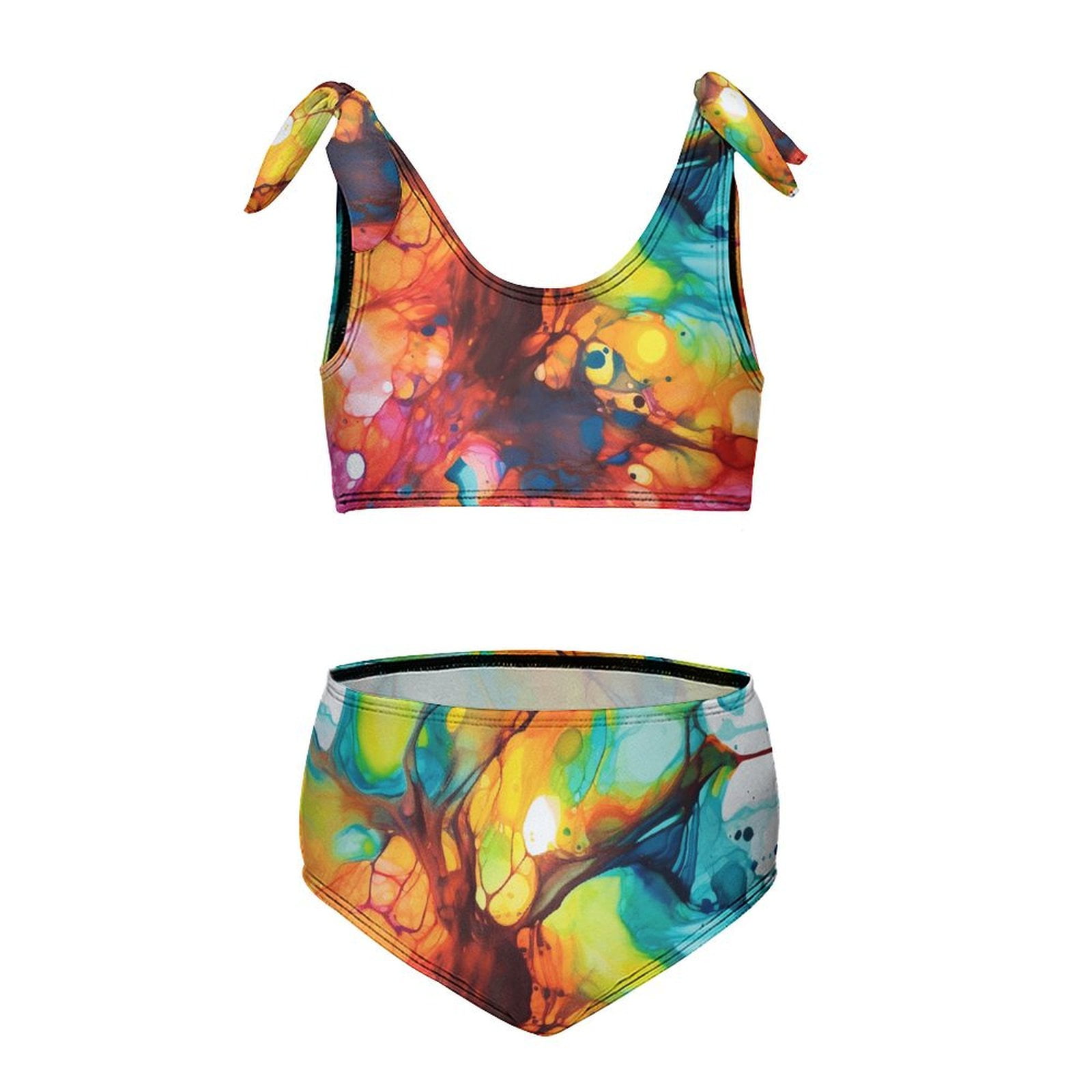 Color Vortex Tie Dyeing Two Piece Swimsuit Set, Bikini Swimsuit ...