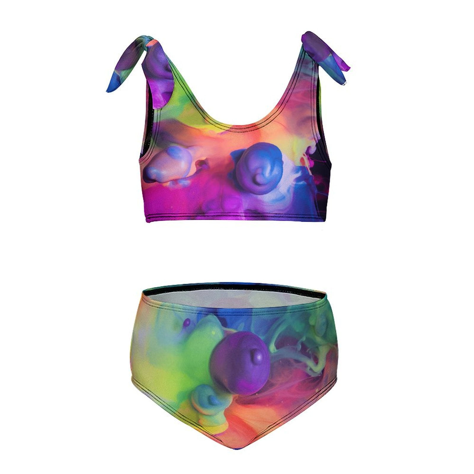Color Vortex Tie Dyeing Two Piece Swimsuit Set, Bikini Swimsuit ...