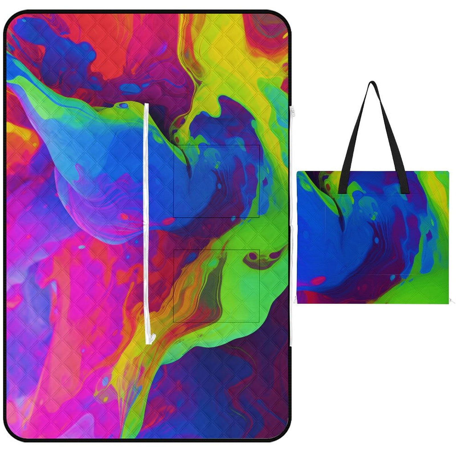 Color Vortex Tie Dyeing Waterproof Picnic Blanket with Foldable Zipper ...