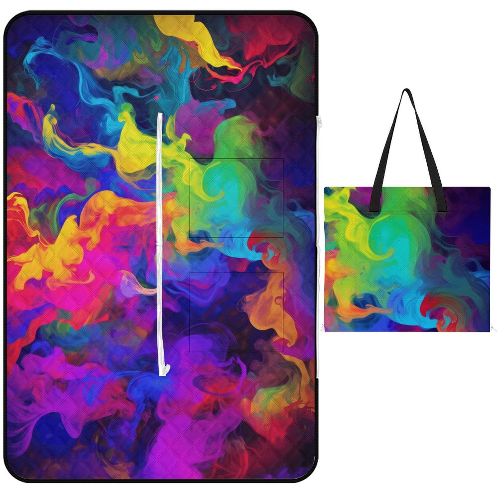 Color Vortex Tie Dyeing Waterproof Picnic Blanket with Foldable Zipper ...