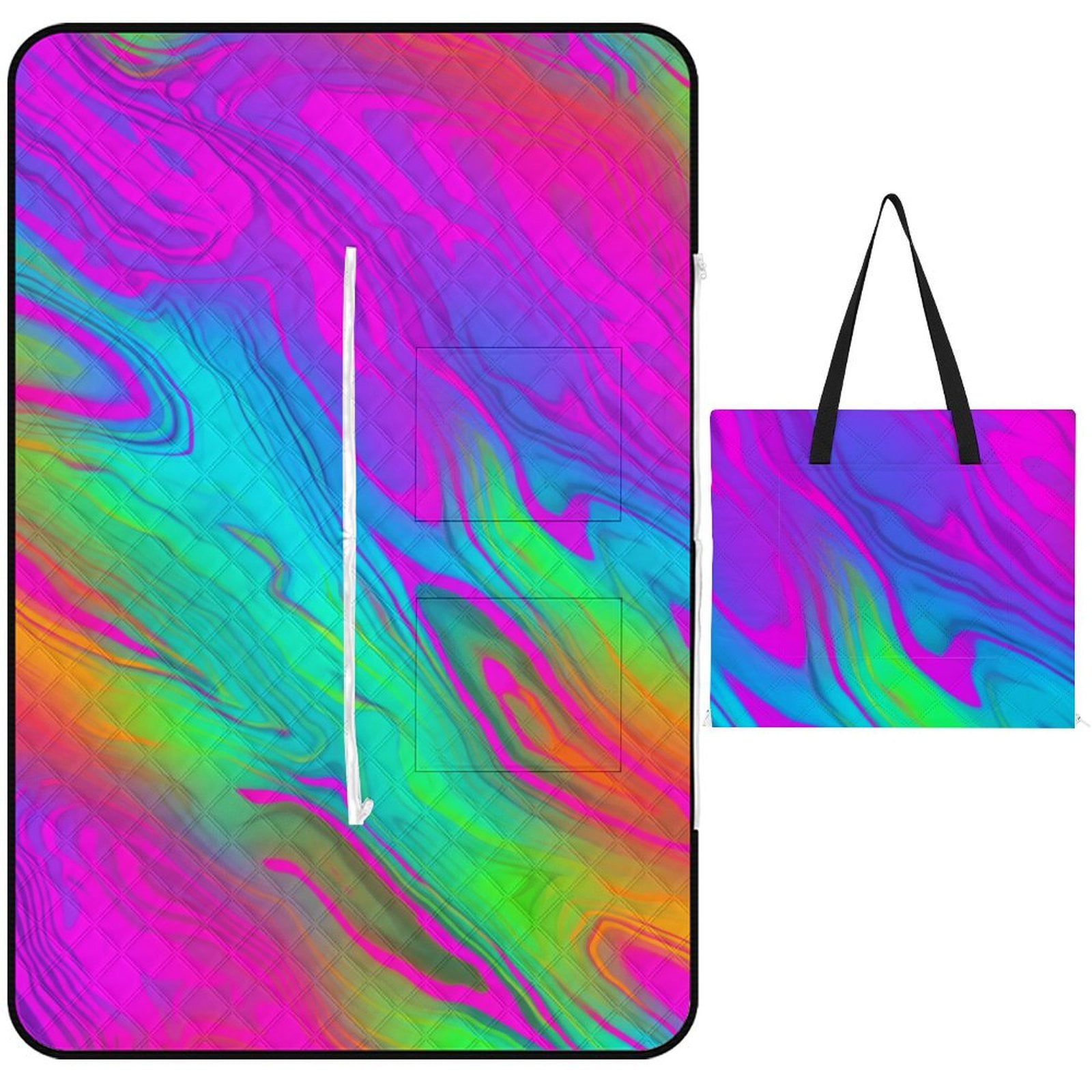 Color Vortex Tie Dyeing Waterproof Picnic Blanket with Foldable Zipper ...