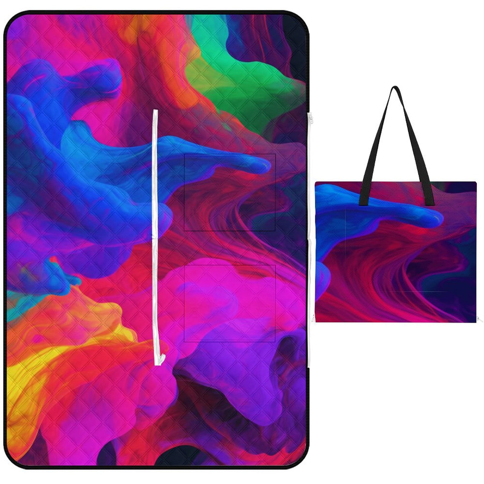 Color Vortex Tie Dyeing Waterproof Picnic Blanket with Foldable Zipper ...