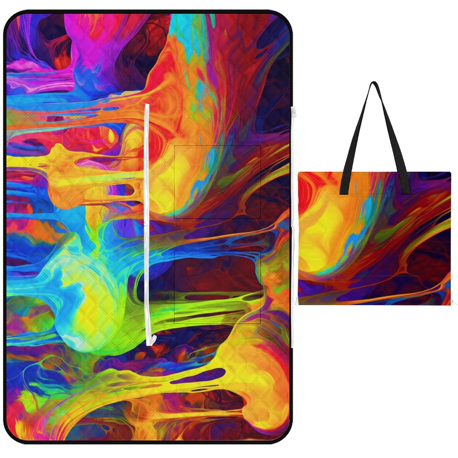 Color Vortex Tie Dyeing Waterproof Picnic Blanket with Foldable Zipper ...