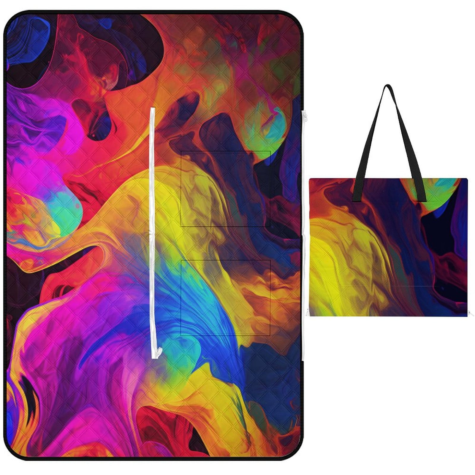 Color Vortex Tie Dyeing Waterproof Picnic Blanket with Foldable Zipper ...