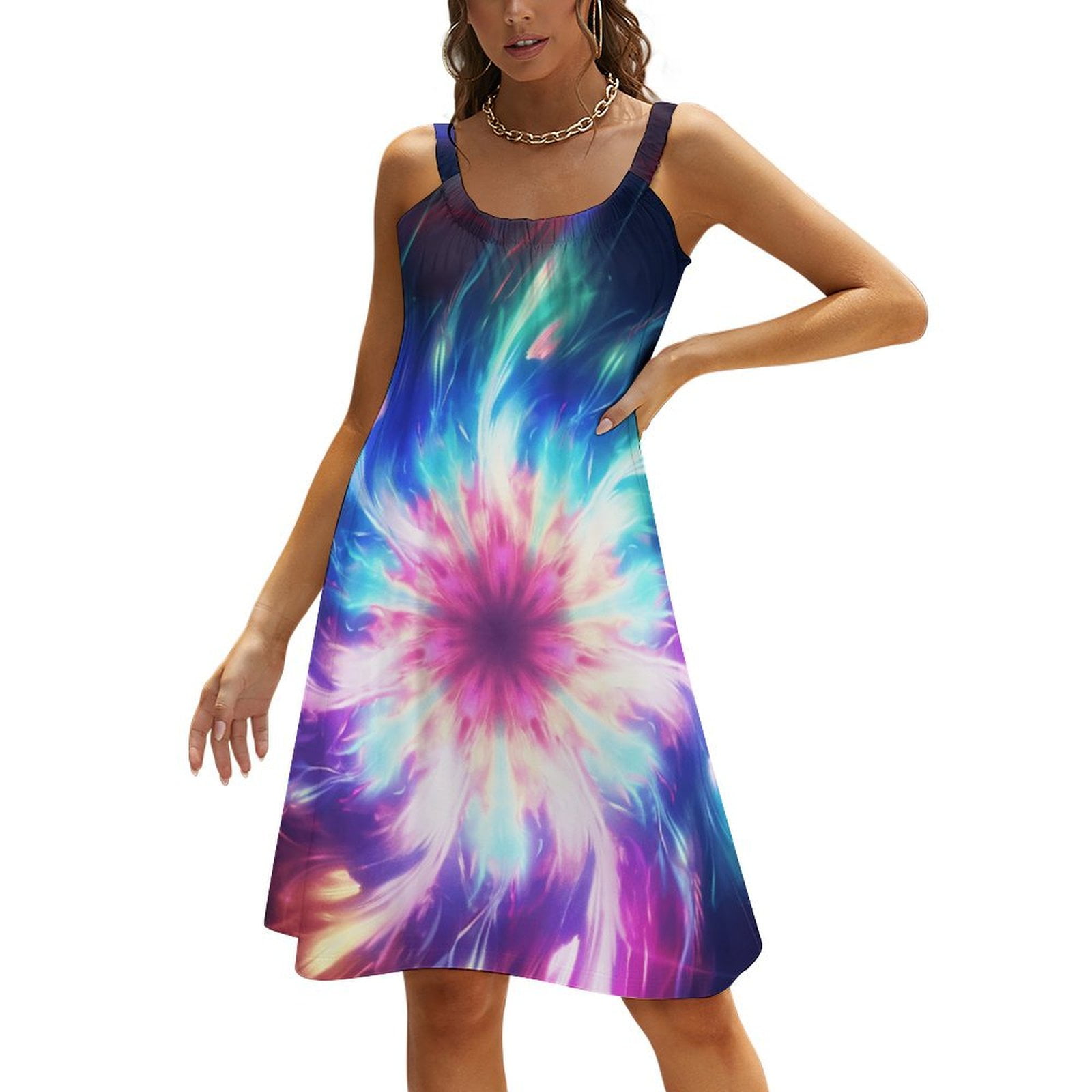 Color Vortex Tie Dyeing Women's Summer Dresses 2025 Beach Casual ...