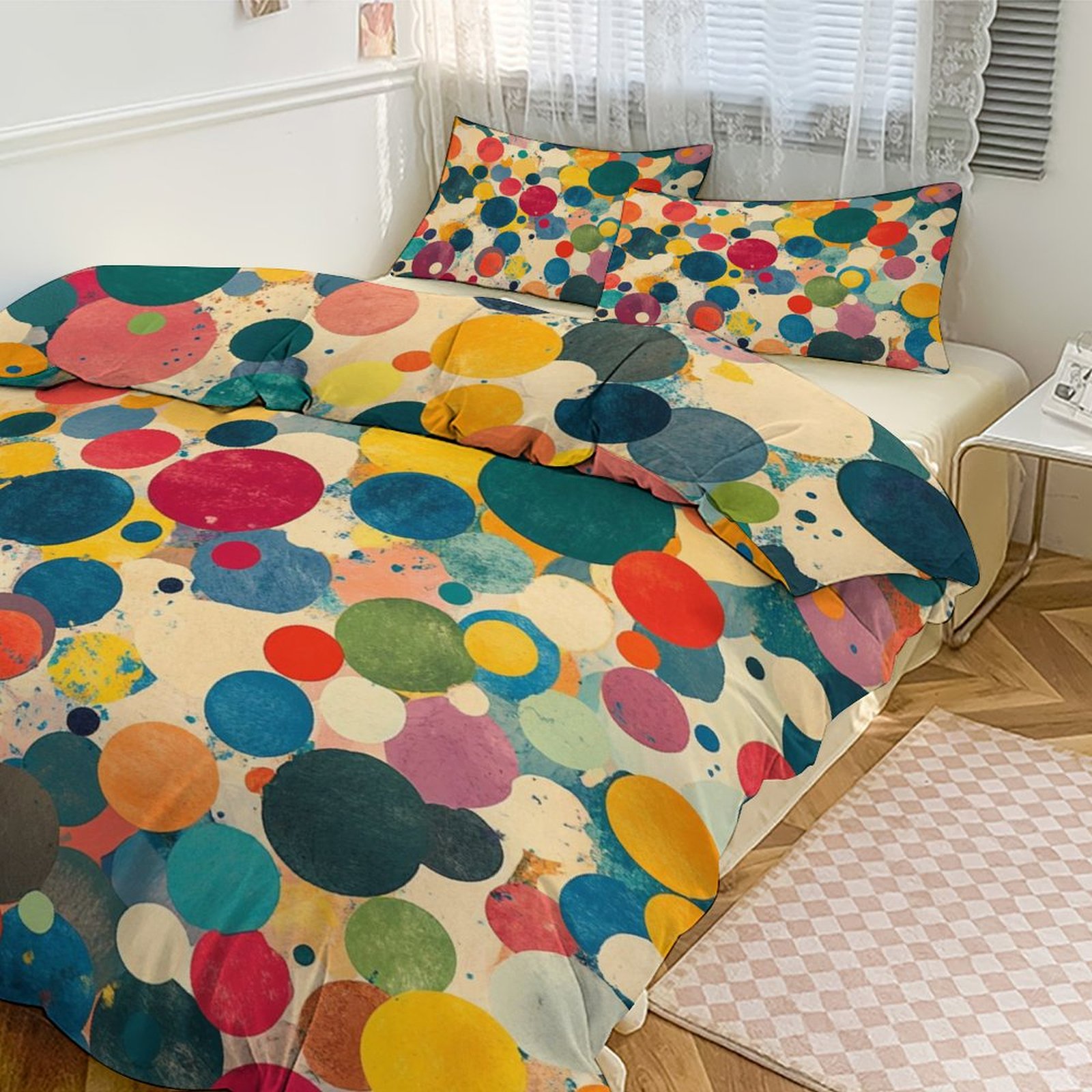 Color Wave Point Geometry Bedding Set with Zipper Closure for Girls ...