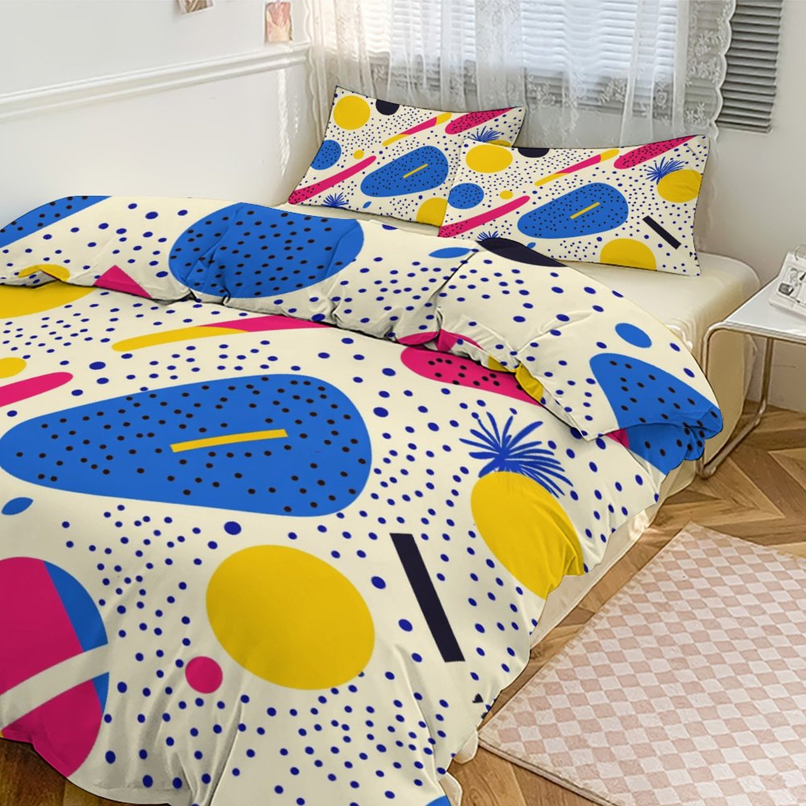 Color Wave Point Geometry Bedding Set with Zipper Closure for Girls ...