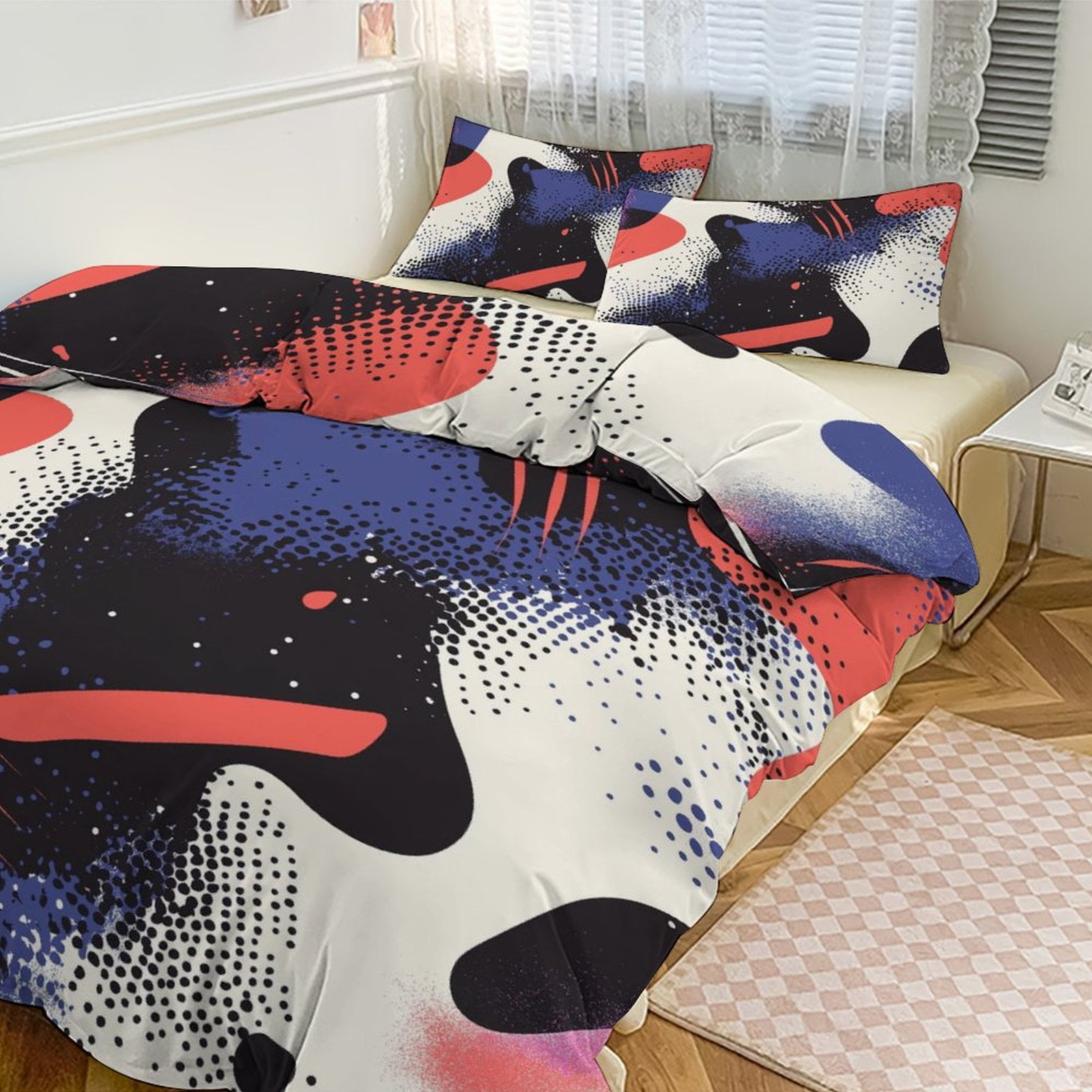 Color Wave Point Geometry Bedding Sets Twin Duvet Cover 3 Piece Cute ...