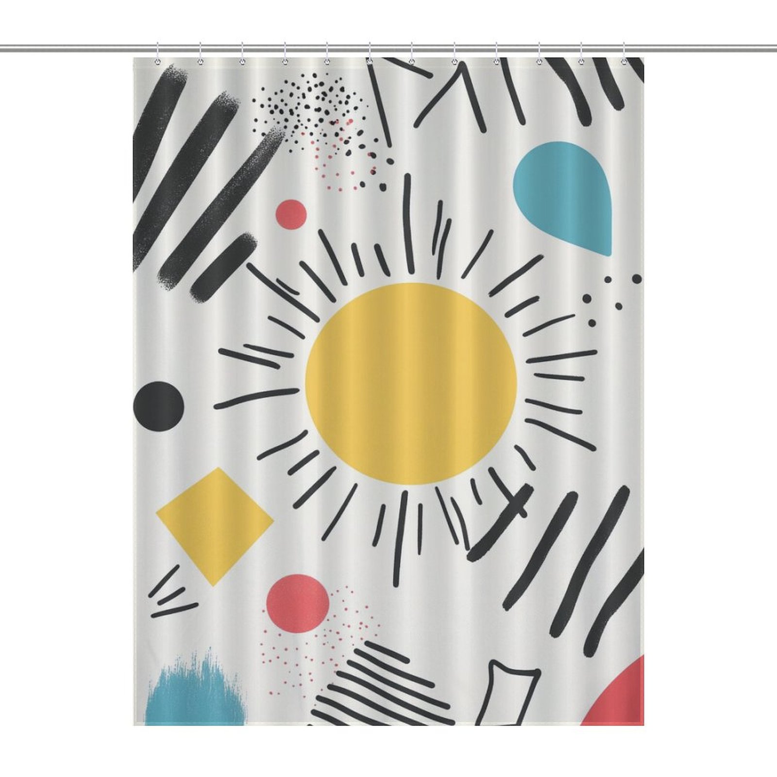 Color Wave Point Geometry Cloth Fabric Bathroom Decor Set with Hooks ...