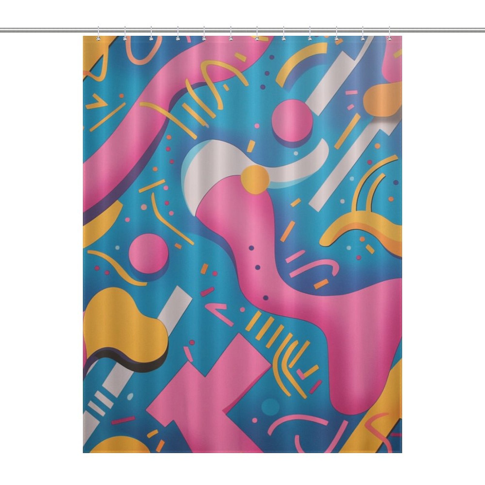 Color Wave Point Geometry Cloth Fabric Bathroom Decor Set with Hooks ...