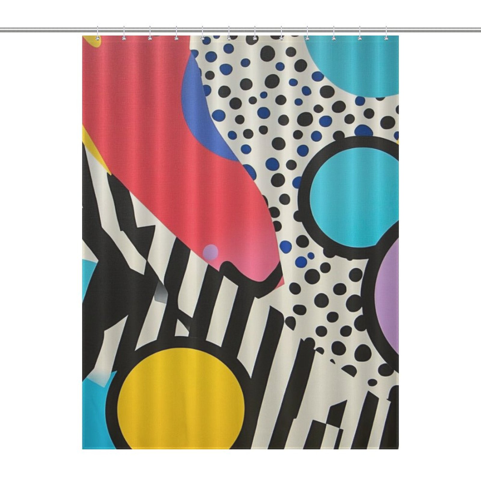 Color Wave Point Geometry Cloth Fabric Bathroom Decor Set with Hooks ...