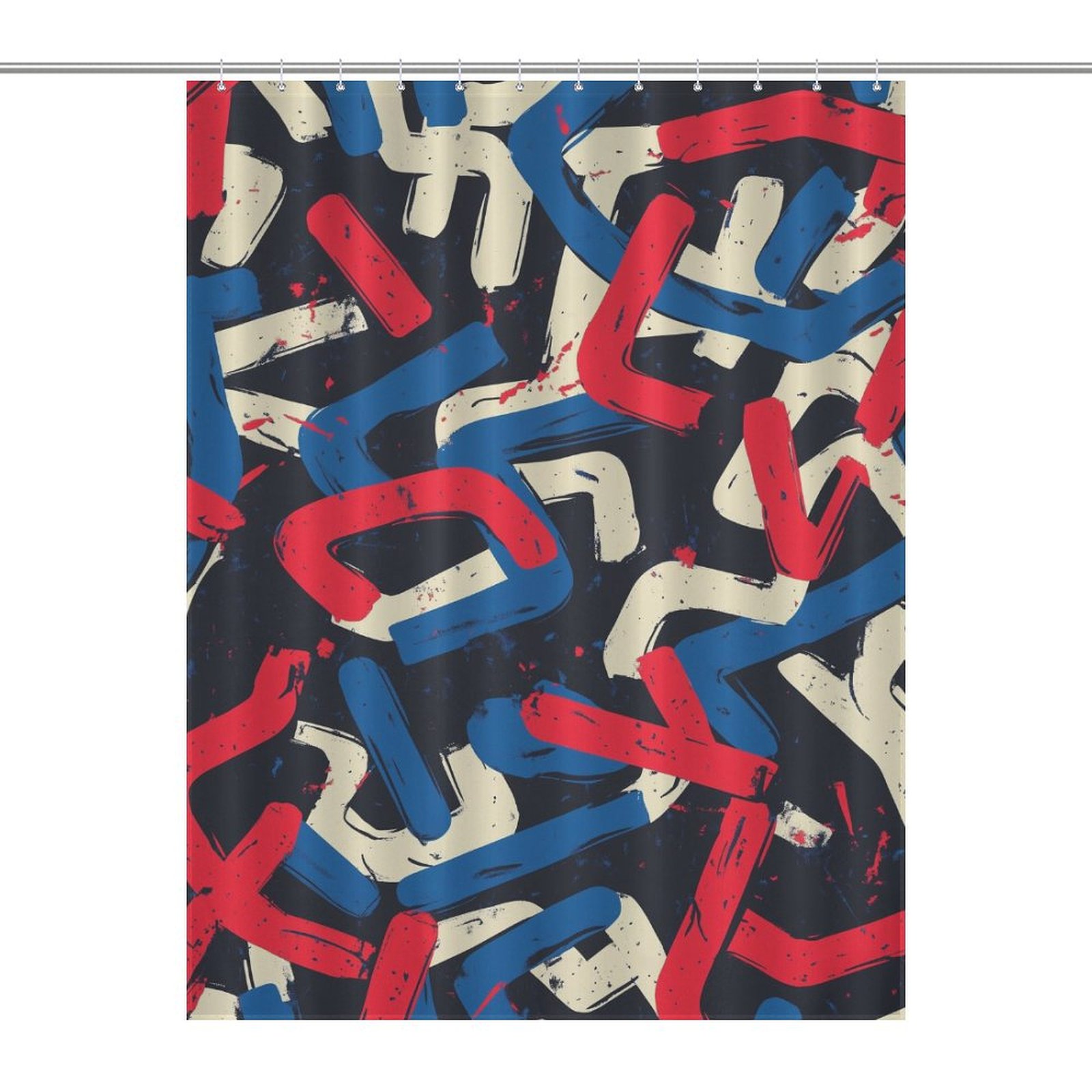Color Wave Point Geometry Cloth Fabric Bathroom Decor Set with Hooks ...