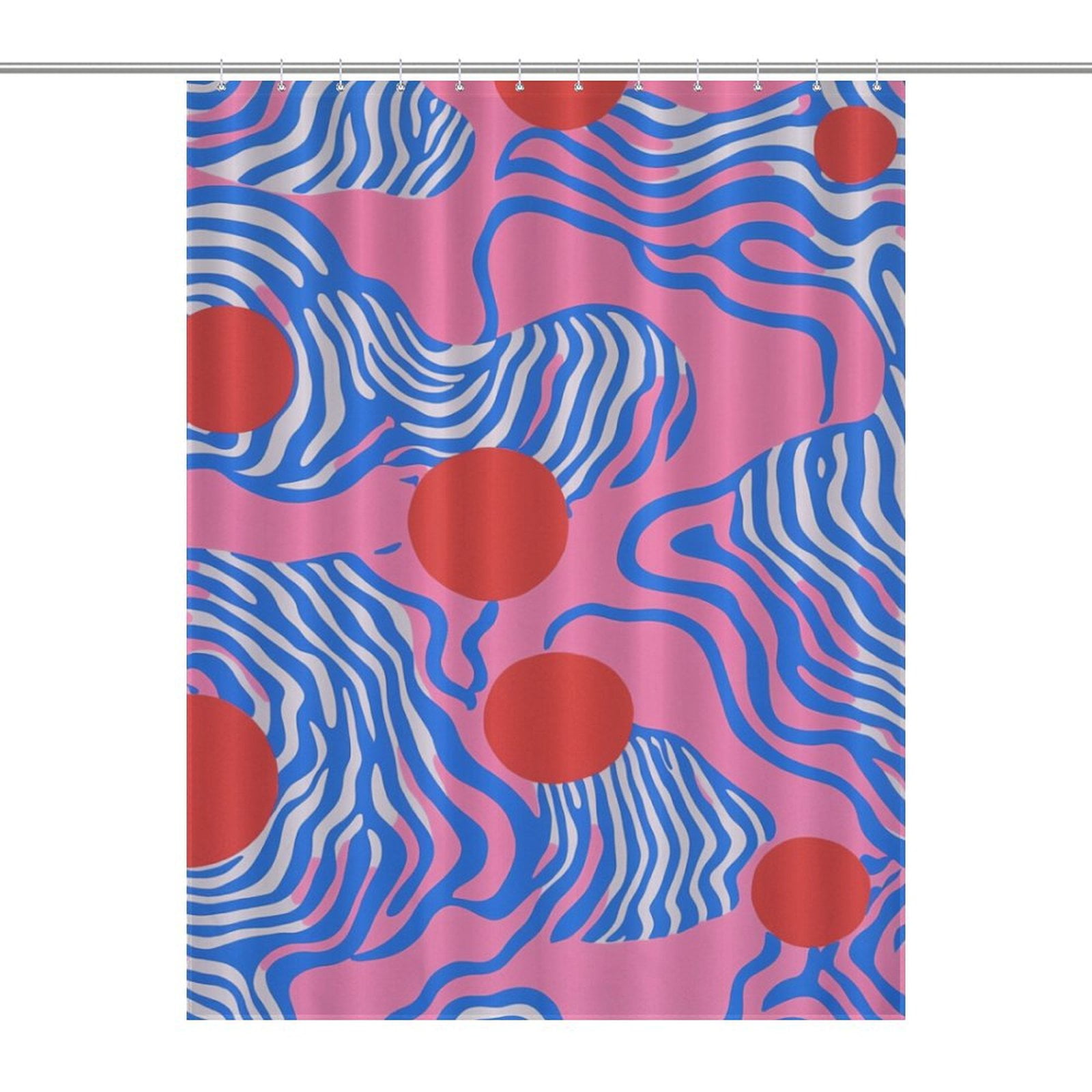 Color Wave Point Geometry Cloth Fabric Bathroom Decor Set with Hooks ...