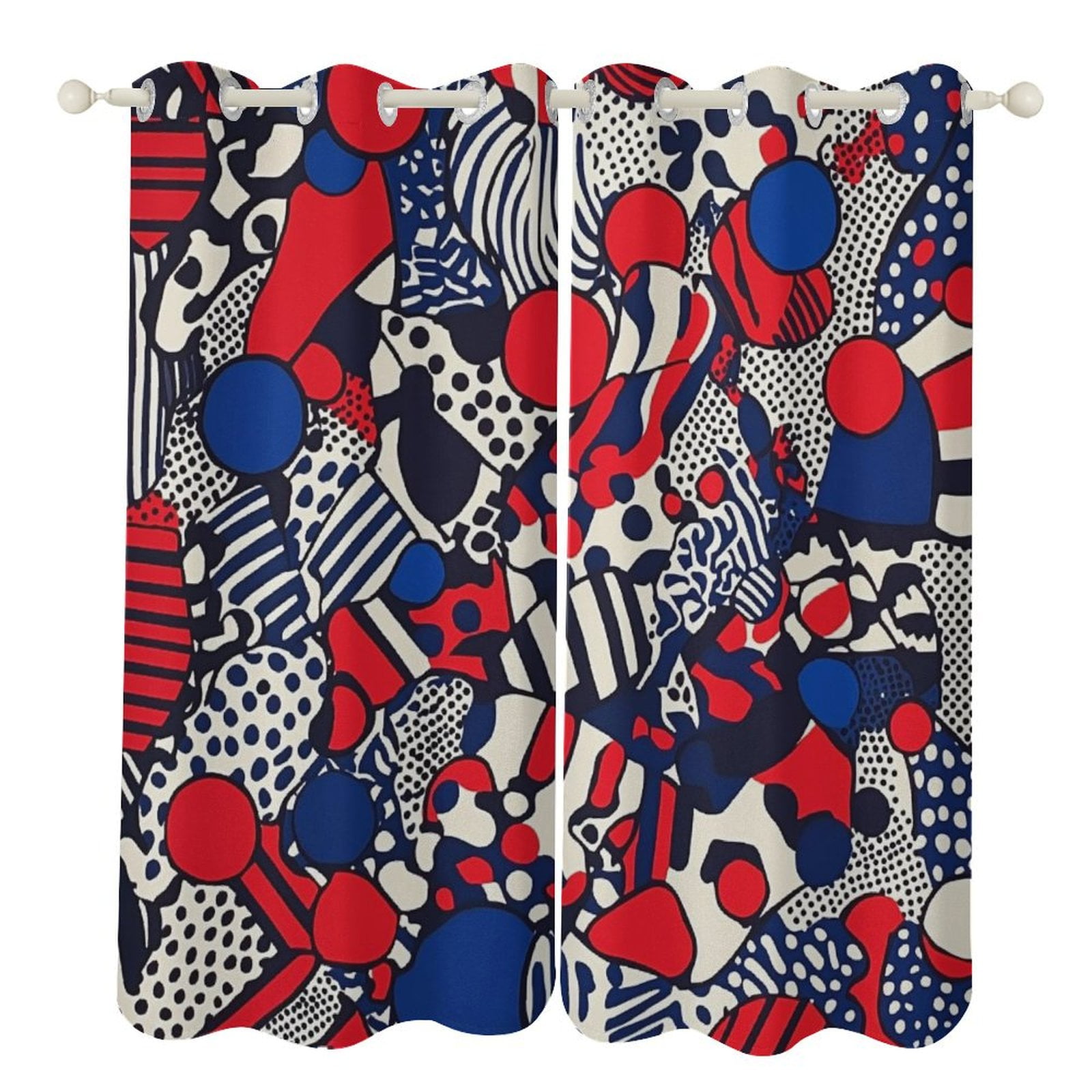 Color Wave Point Geometry Grommet Blackout Curtains for Bedroom And ...