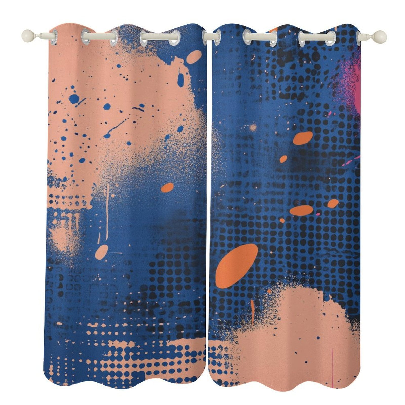 Color Wave Point Geometry Grommet Blackout Curtains for Bedroom And ...