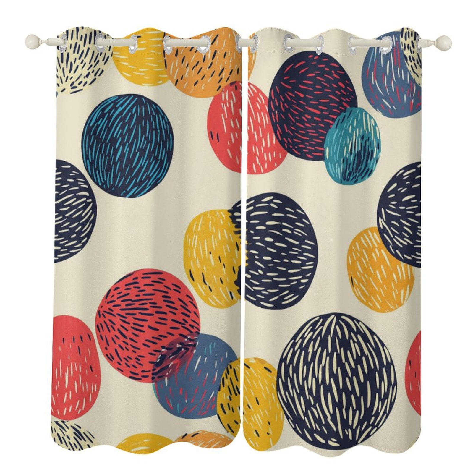 Color Wave Point Geometry Grommet Blackout Curtains for Bedroom And ...