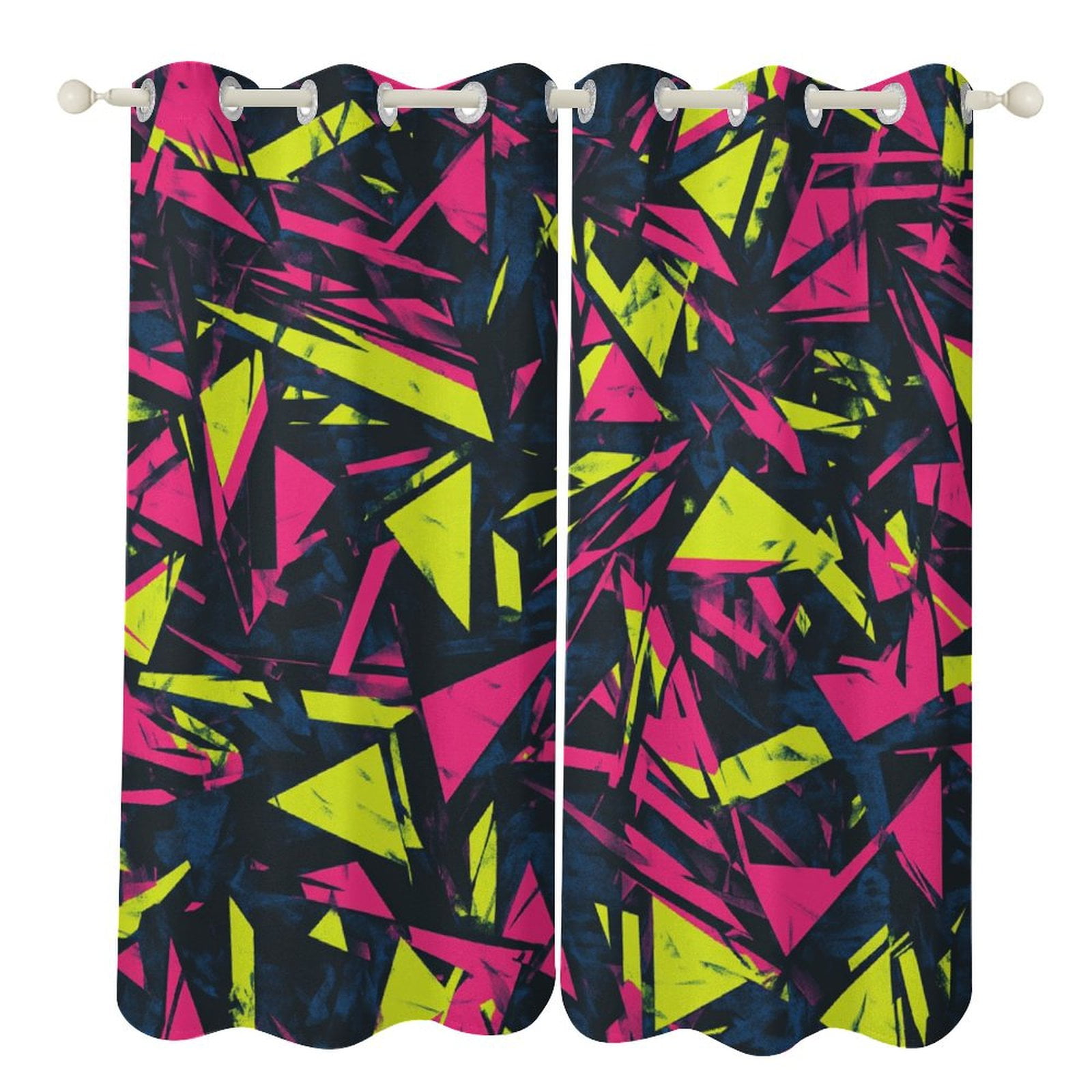 Color Wave Point Geometry Grommet Blackout Curtains for Bedroom And ...