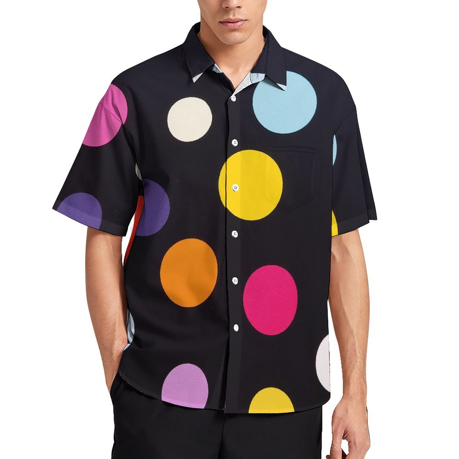Color Wave Point Geometry Men's Shirts Short Sleeve Casual Shirts ...
