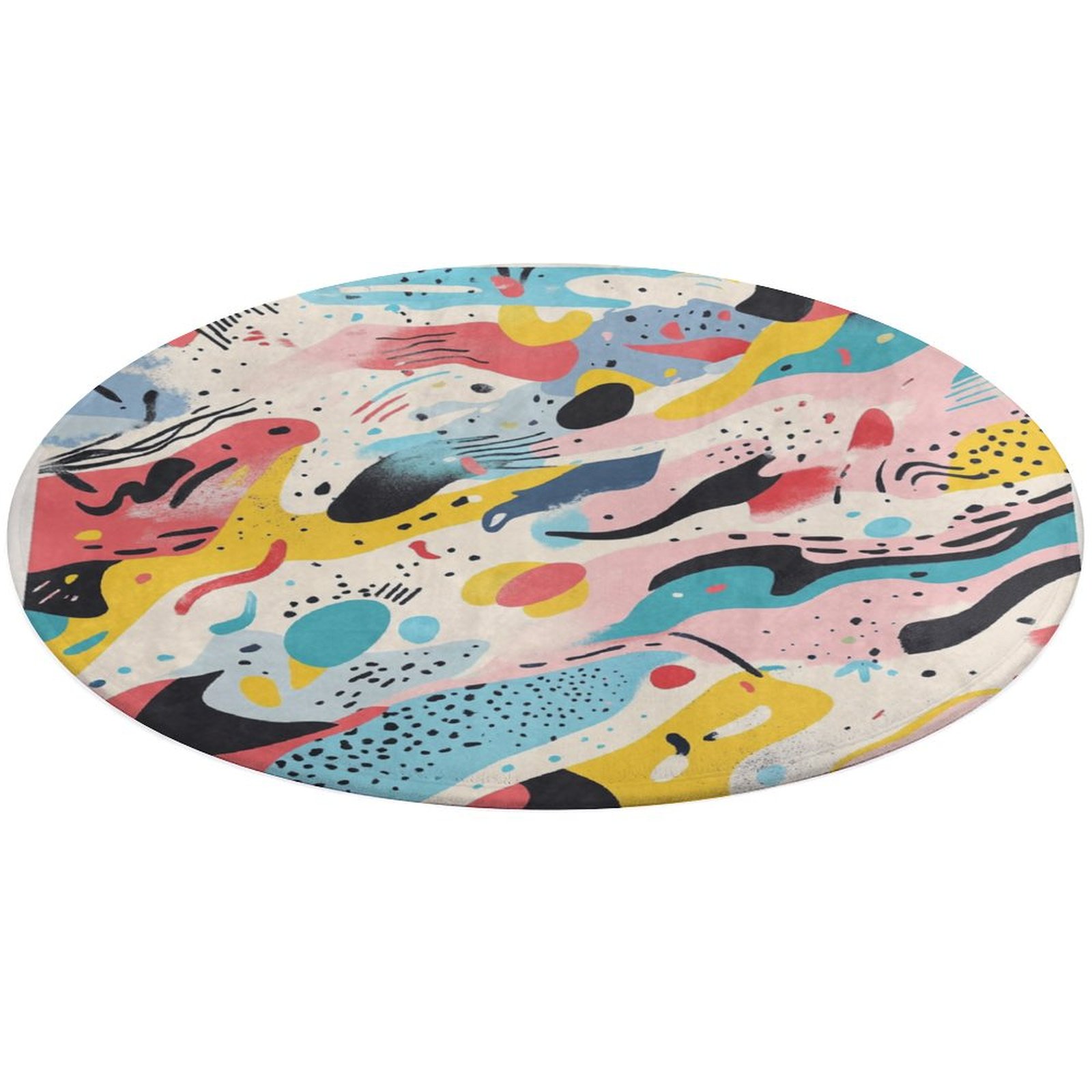 Color Wave Point Geometry Rugs Trea Rugs Not-Slip Round Rugs Area ...
